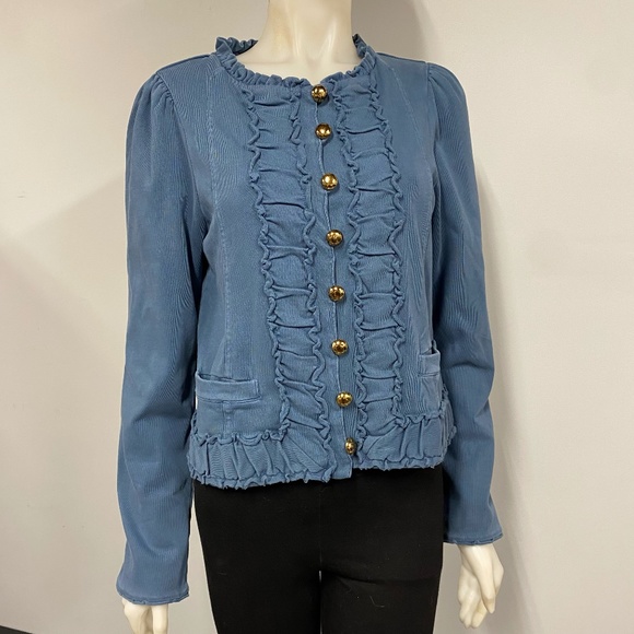 Marc By Marc Jacobs | Jackets & Coats | Marc Jacobs Blue Ruffles Jacket ...